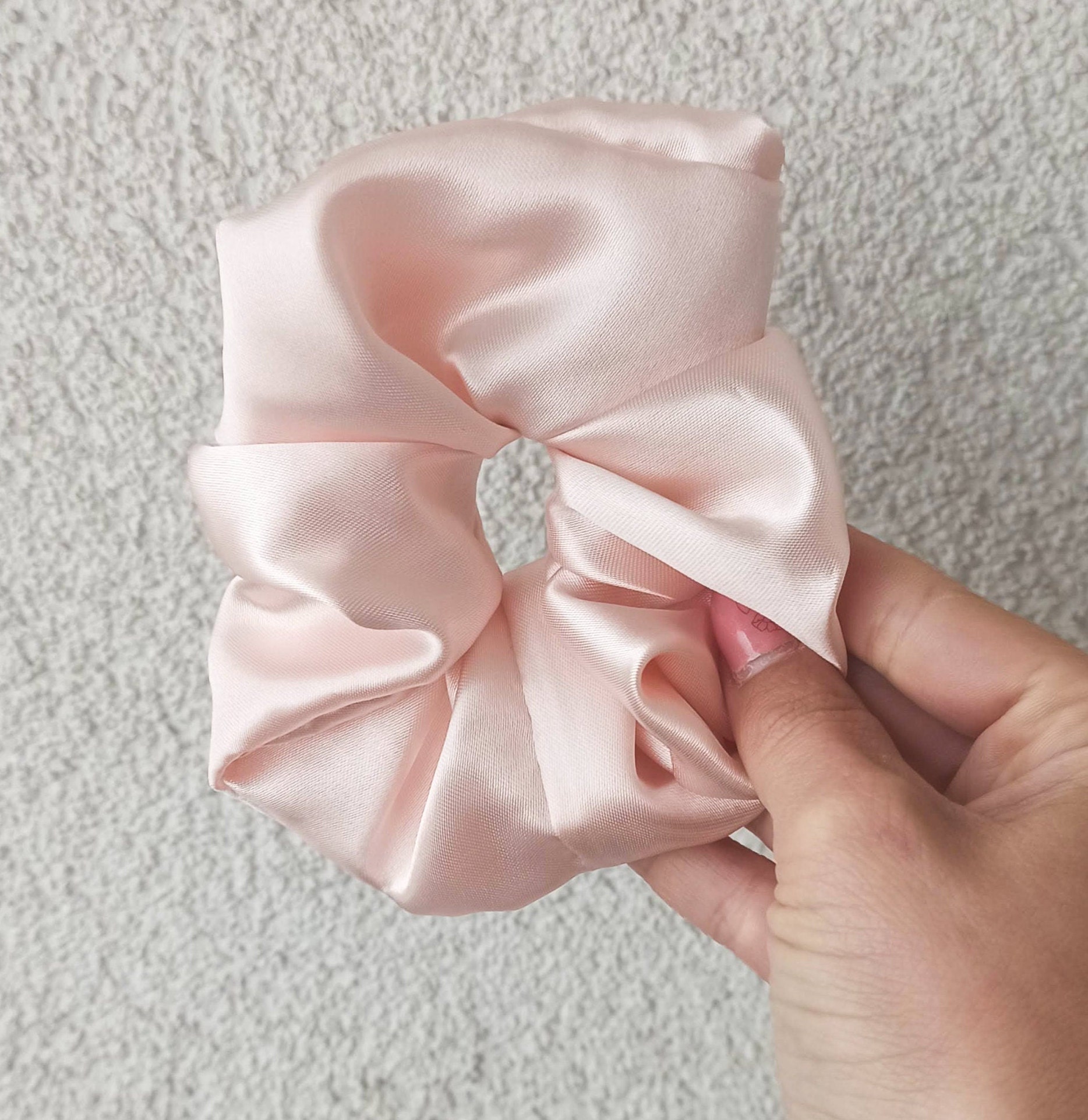 Pearl Pink Large and Medium Size Satin Hair Scrunchies Sets - Etsy