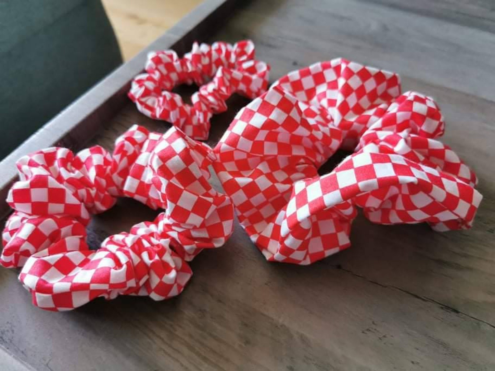 Croatian Checkerboard Scrunchies Red & White Squares - Etsy