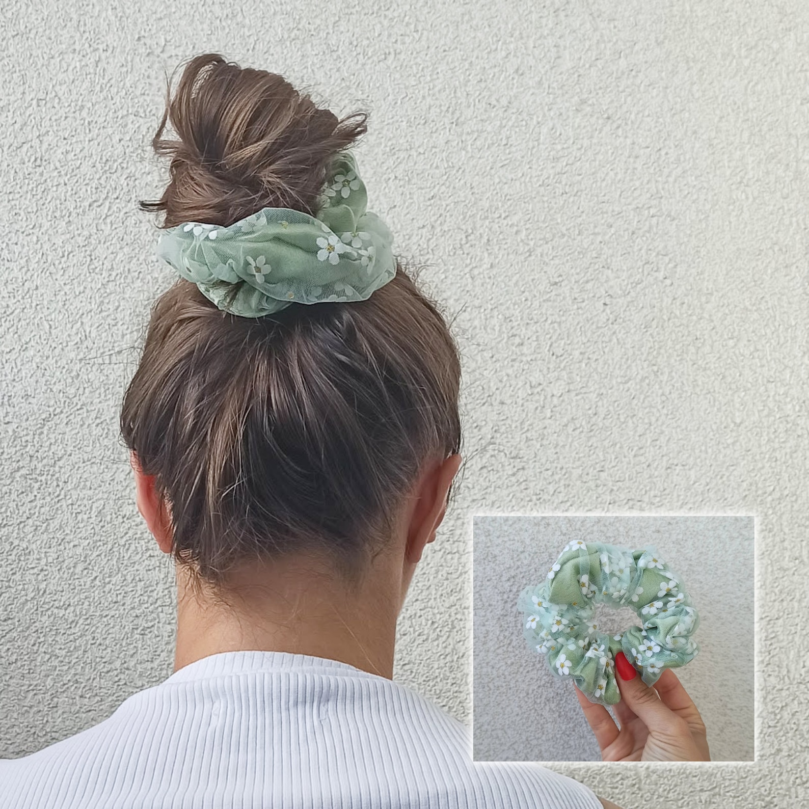 Flower Scrunchies Medium Size Satin Tulle Hair Scrunchies - Etsy