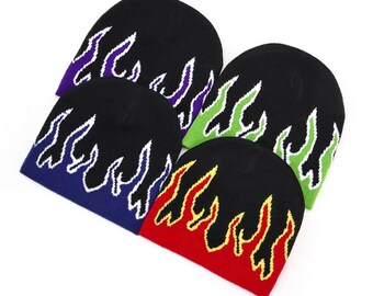 Beanie With Flames - Etsy