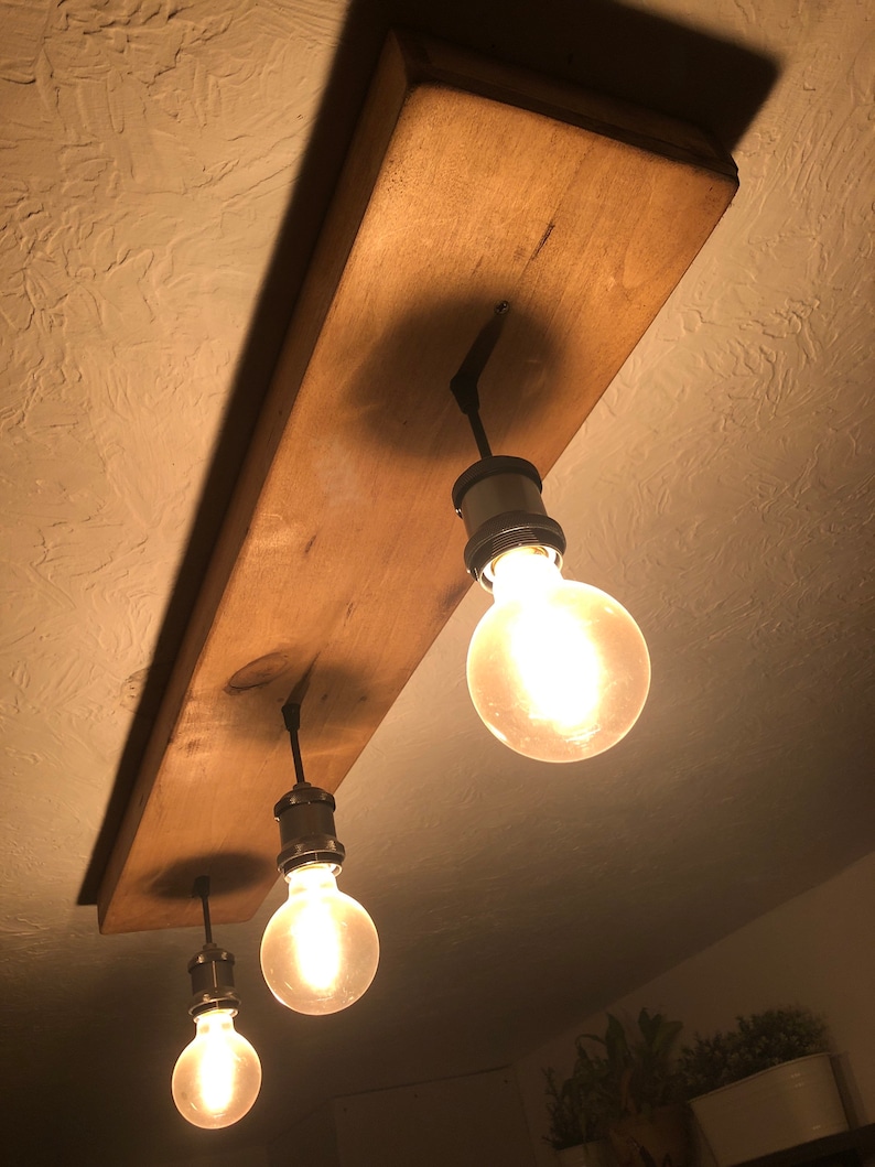 Rustic 3/5 Pendant Wooden Plank Light | Etsy UK