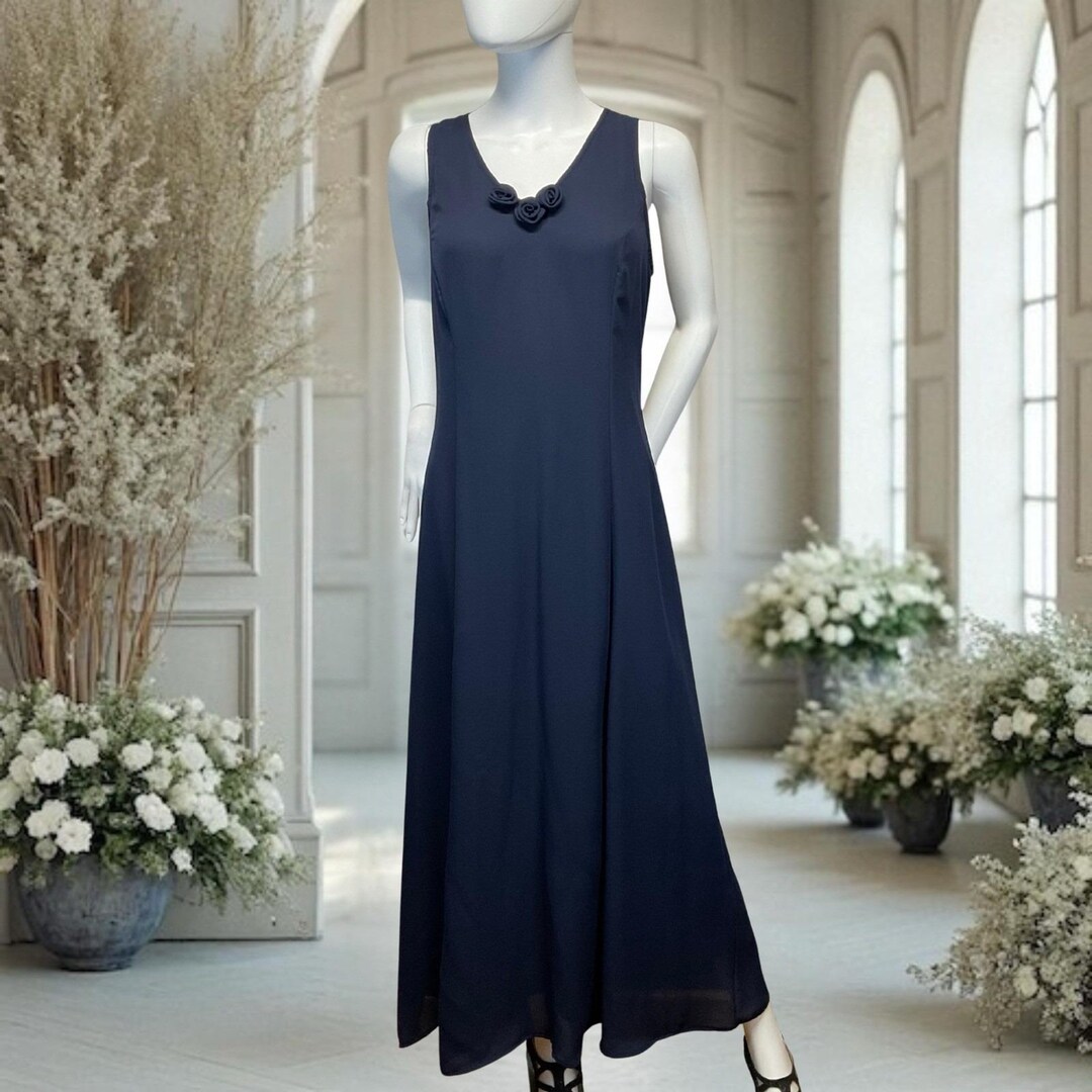 CDC Caren Desiree Co Womens Navy Blue Dress Size 14 Sleeveless Maxi - Etsy