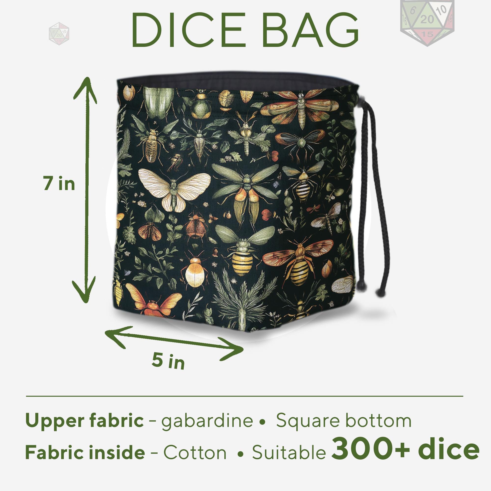 Insects Dice Bag: Druid RPG D&D Dice Pouch With Pockets - Etsy