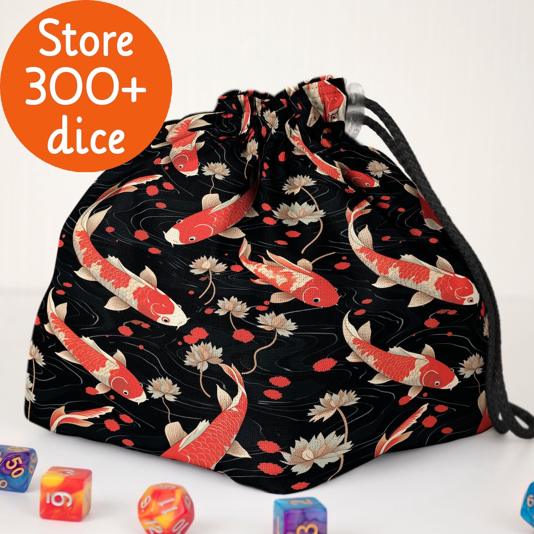 Fish Dice Bag Dnd Dice Bag Pockets Japanese Dice Holder - Etsy