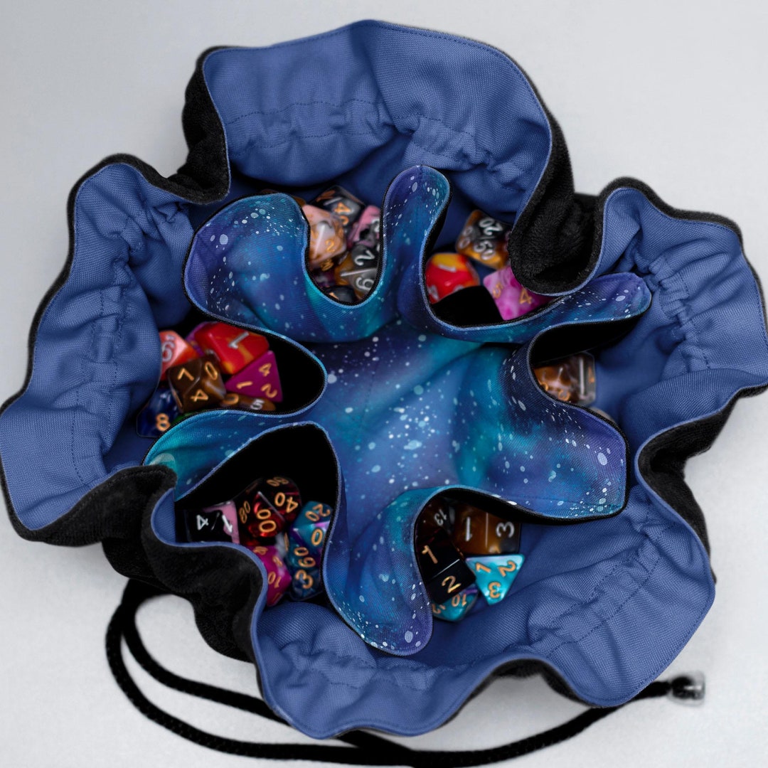 Galaxy Velvet Dice Bag With Pockets for Dnd Players, Round Dice ...