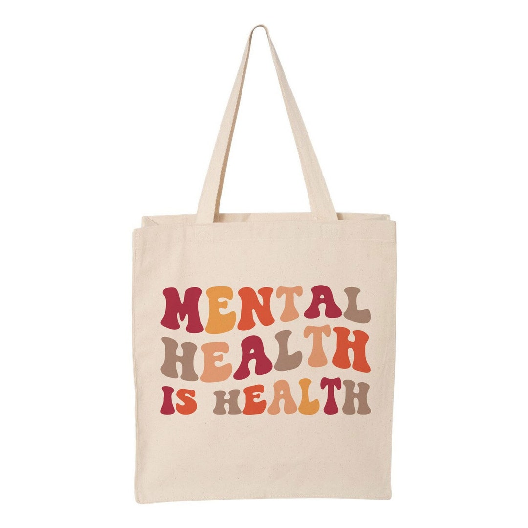 Mental Health is Health Canvas Tote Bag, Reusable Grocery Bag - Etsy