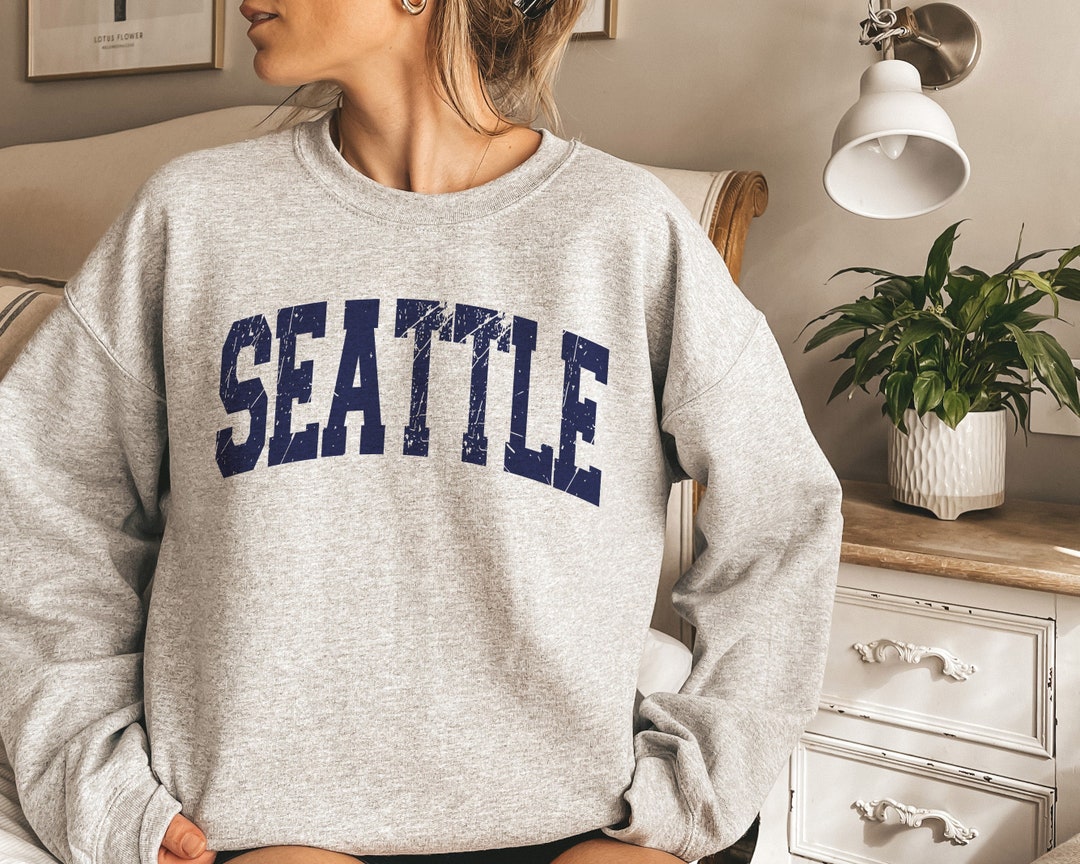 Navy Seattle Collegiate Adult and Youth Shirt or Sweatshirt, Seattle ...