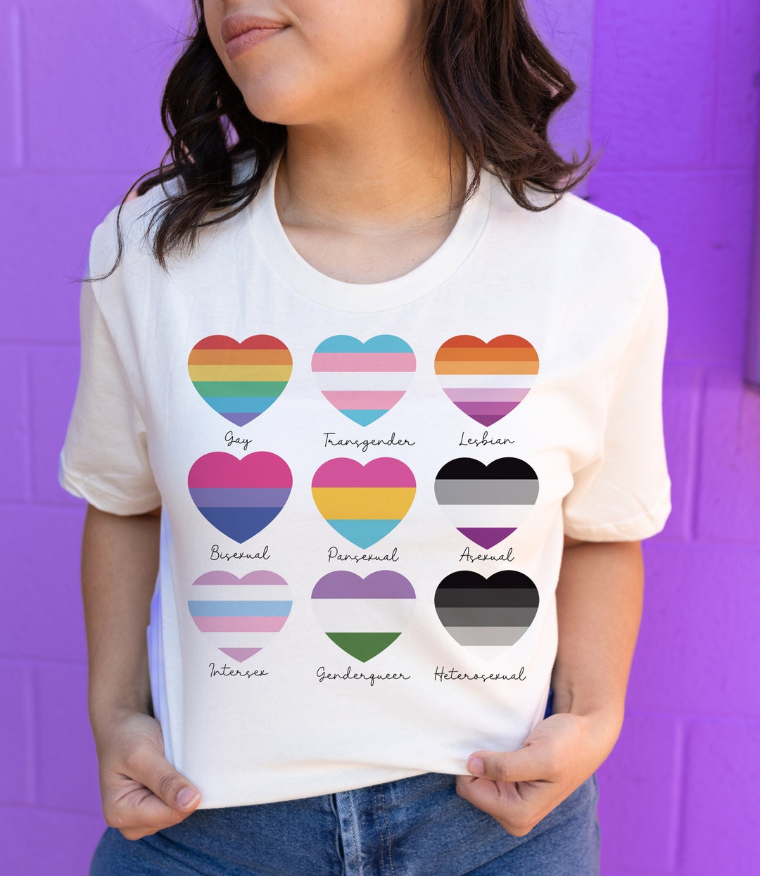 LGBTQ Hearts Rainbow Pride Camiseta Unisex, Camisa Mariposa, Rainbow Pride, Pastel Rainbow ...