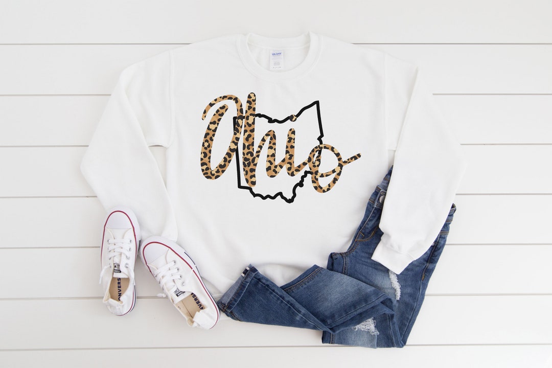 Ohio Leopard Print Unisex Crewneck Sweatshirt, Leopard Print Shirt ...