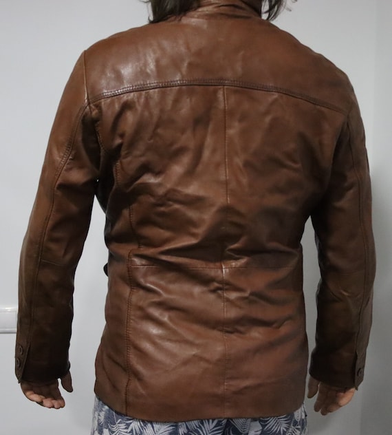 vintage leather jacket SAKI collection. leather men j… - Gem
