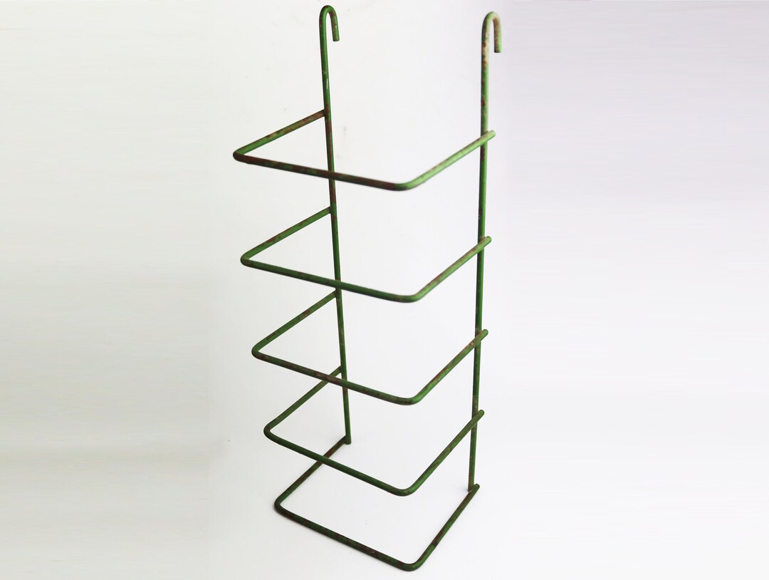 Vintage Metal Handing Shelf, Soviet Wall Shelf, 5 Tier Shelf, Garage ...
