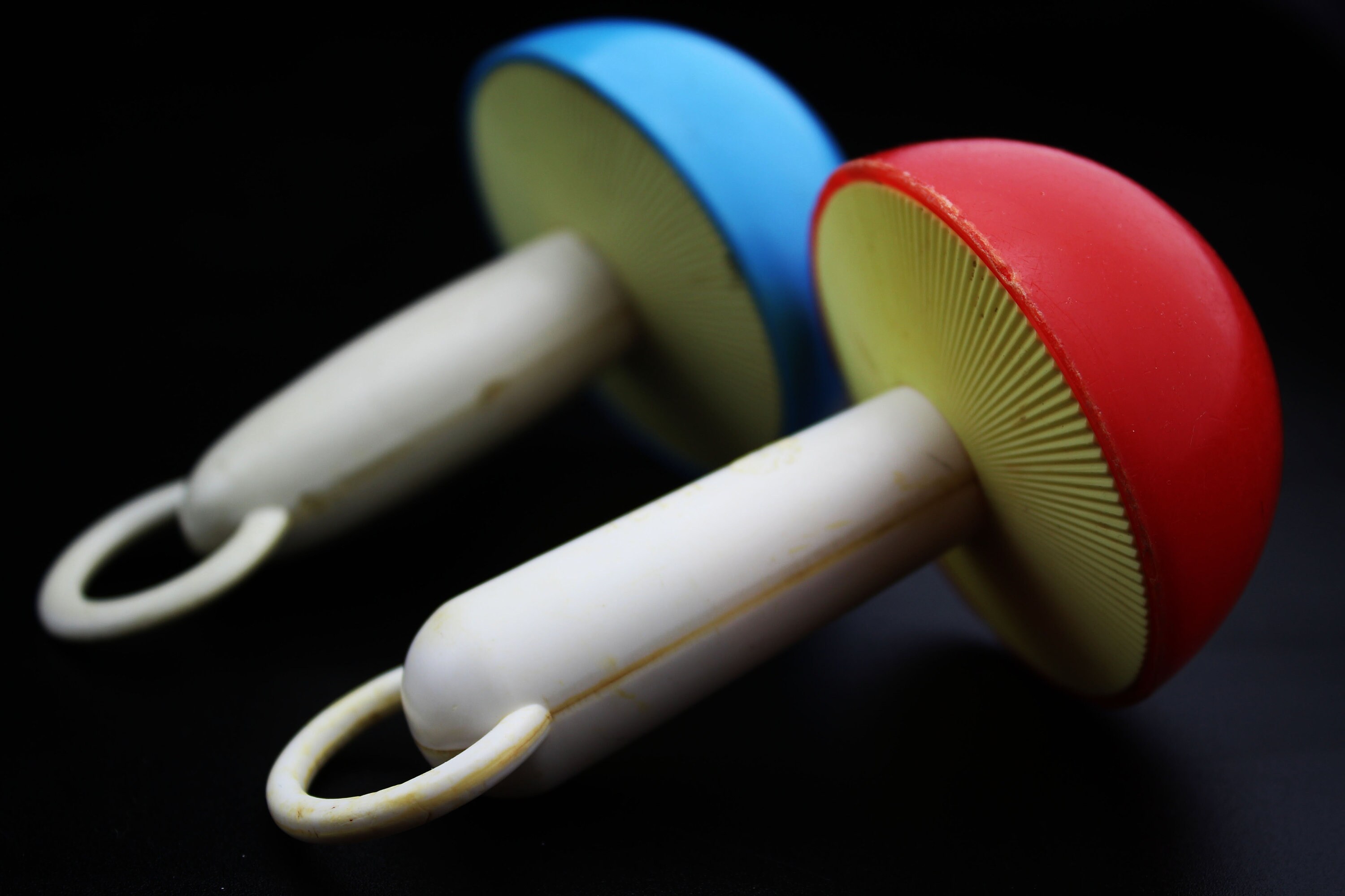 Two Vintage Celluloid Baby Rattle Mushrooms Soviet Mushroom - Etsy