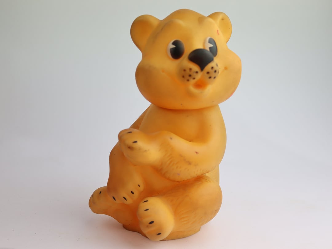 Vintage Rubber Bear, Orange Bear , Vintage Bear , Old Toy, Vintage Toy ...