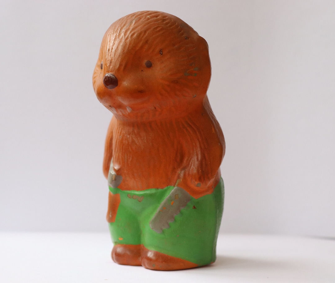 Vintage Rubber Beaver Toy, Soviet Toy Carpenter, Wood, Woodworker ...