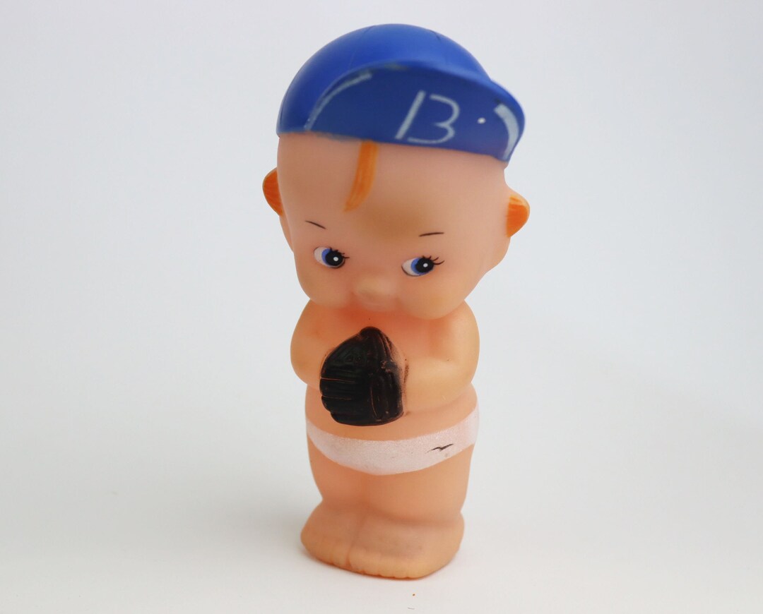 Vintage Rubber Toy Little Baseball Player. Soviet Baby Boy Toy. Old ...