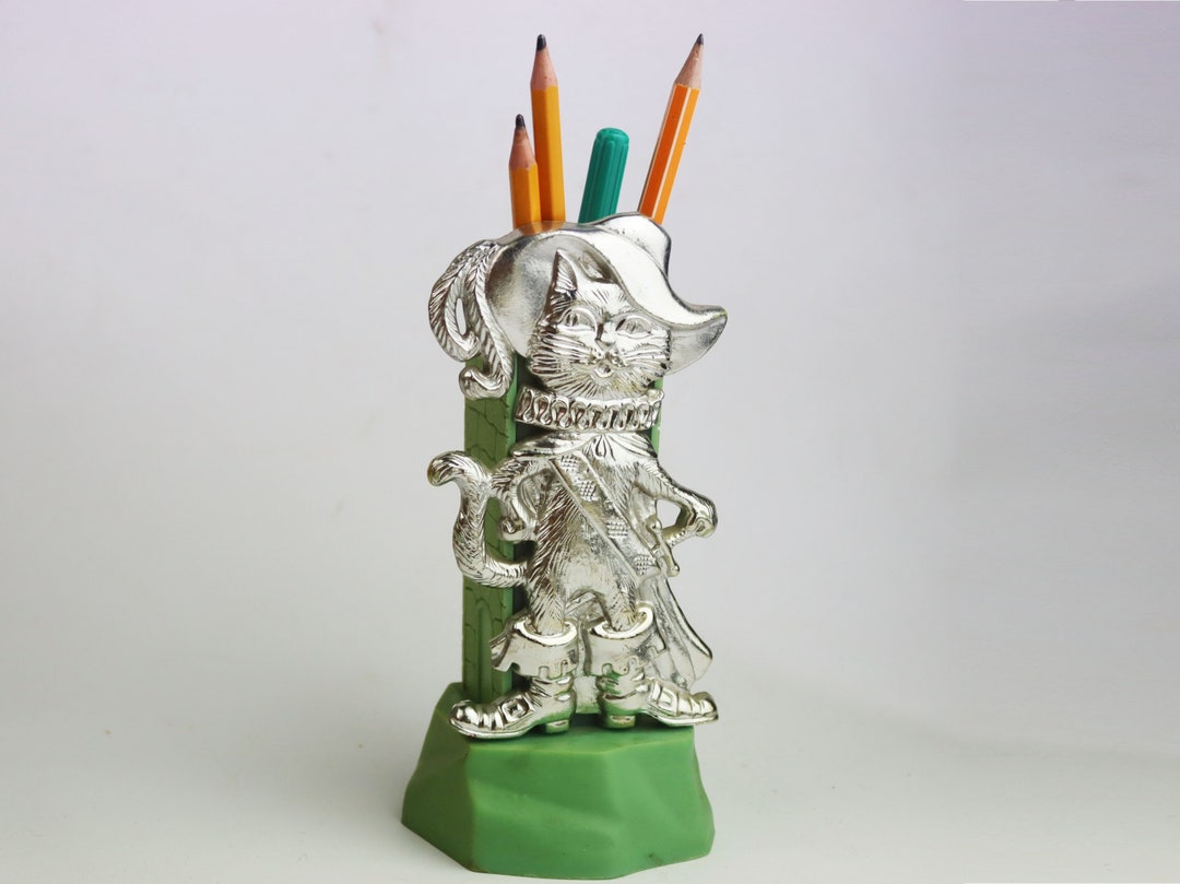 Vintage Pen Holder Puss in Boots, Soviet Pencil Holder, Desk Case, Pen ...