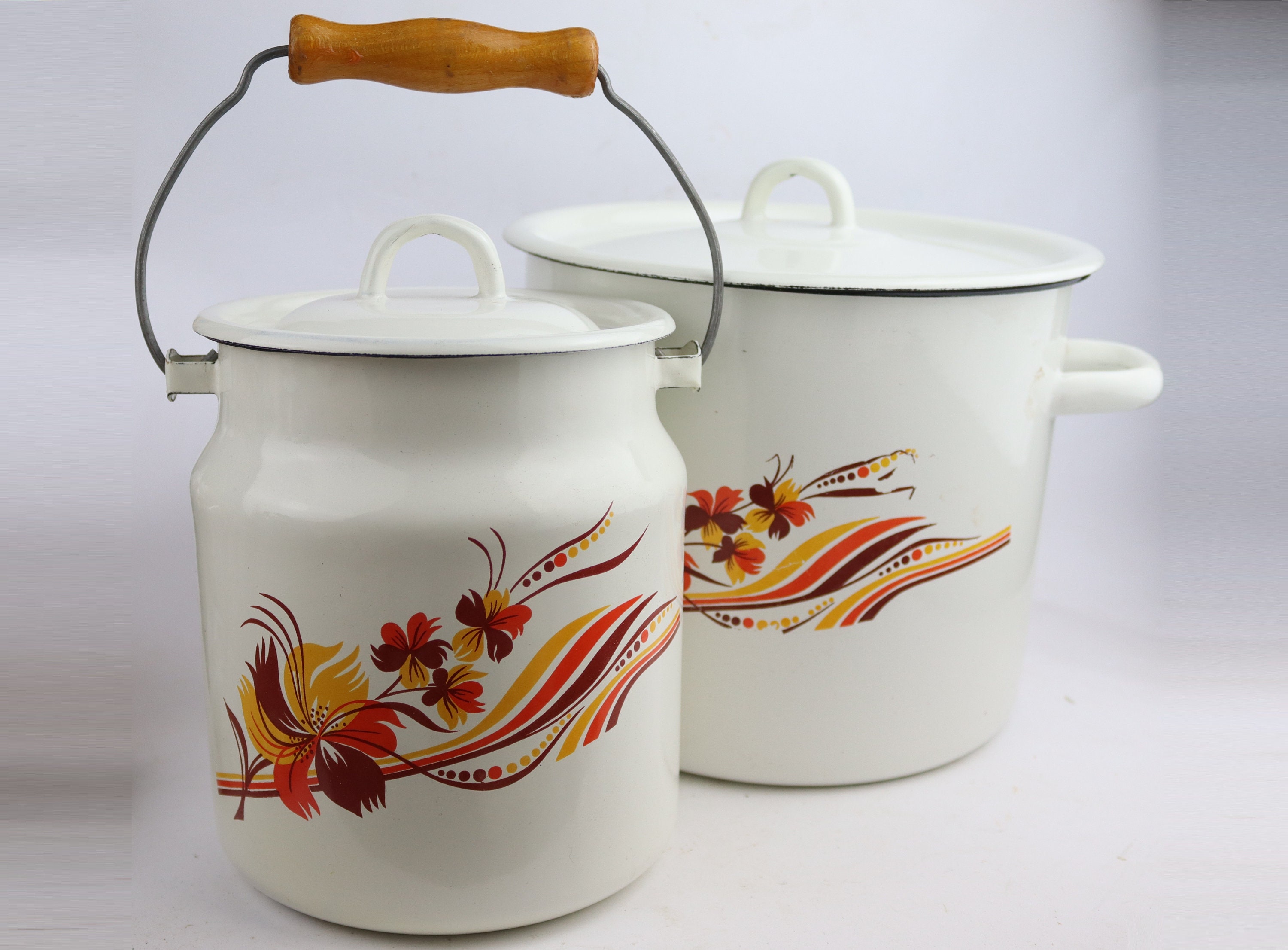 New Vintage Enamel Milk Can and Saucepan Soviet Milk Can - Etsy