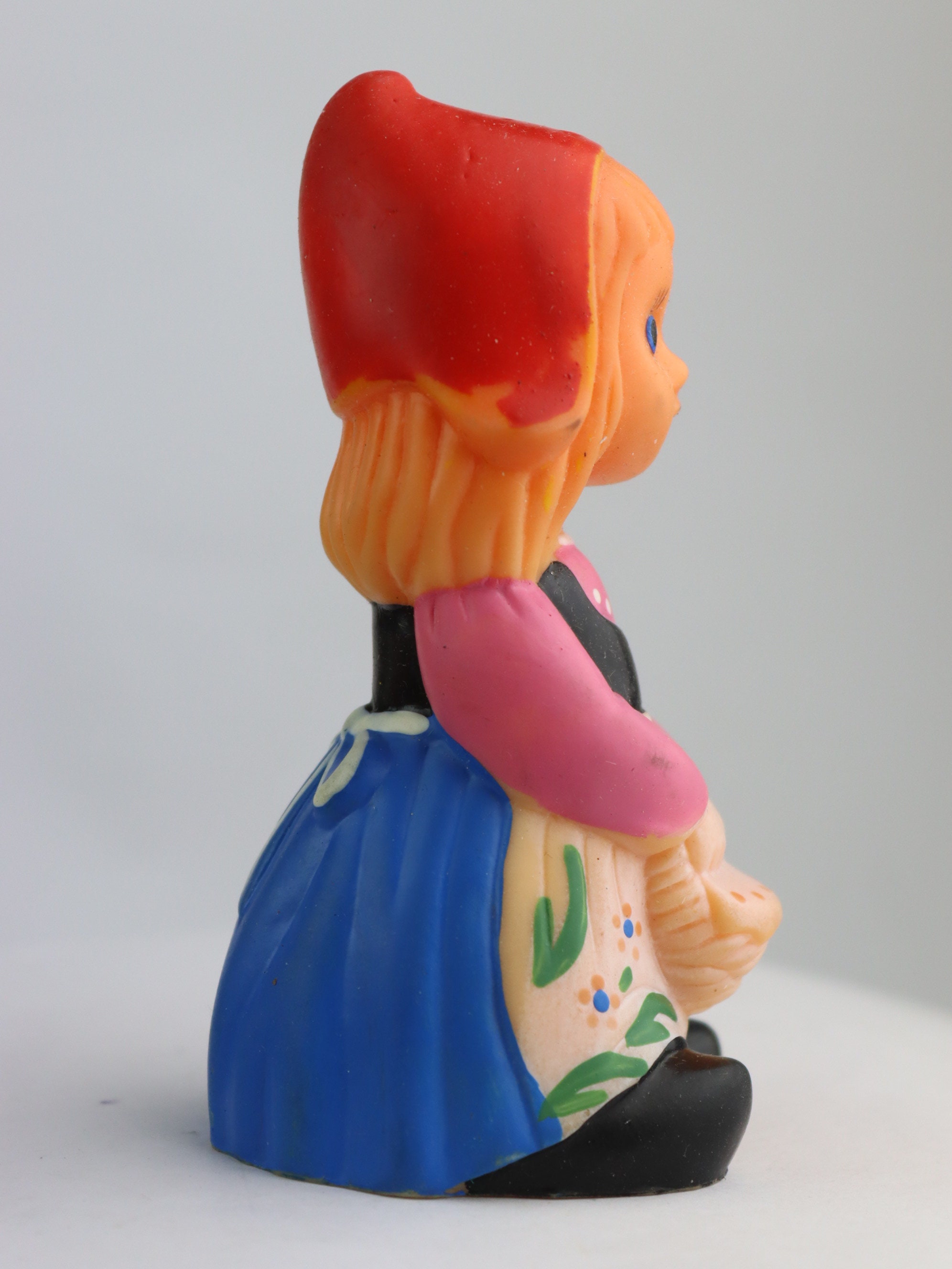 Vintage Rubber Little Red Riding Hood, Russia Rubber Doll, Soviet Red ...