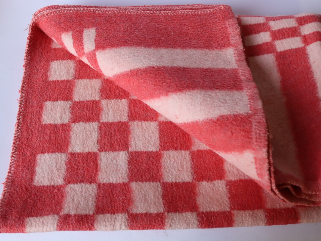 Vintage Baby Woolen Blanket, Ukrainian Bedspread, Ussr Cotton Coverlet ...