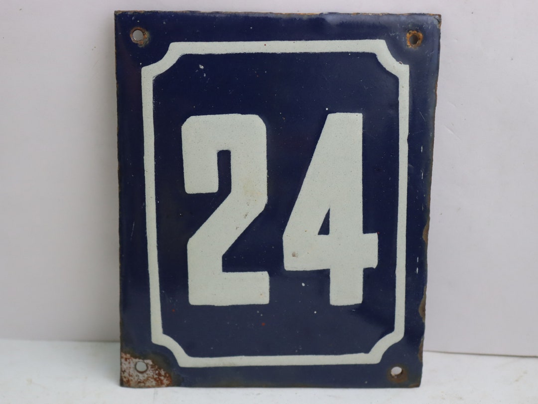 24 House Number Sign, Vintage Door Sign, Soviet Enamel Apartment Sign ...