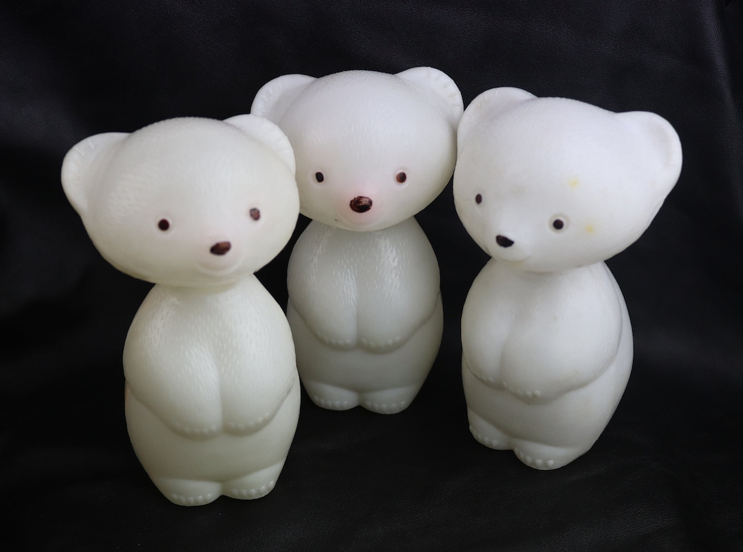 Three Vintage Plastic Polar Bears, Soviet Polar Bear Toy, Vintage Bear ...