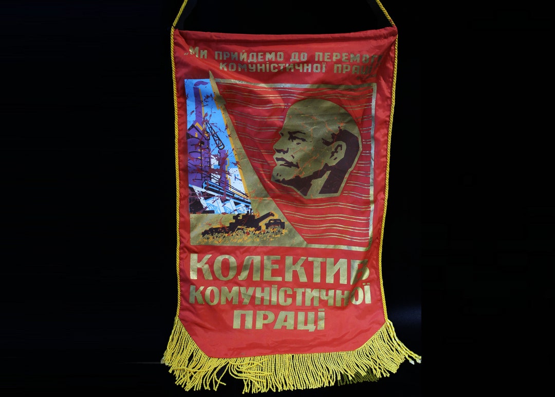 Vintage Lenin Pennant, Soviet Communist Pendant, Lenin Wall Pennon ...