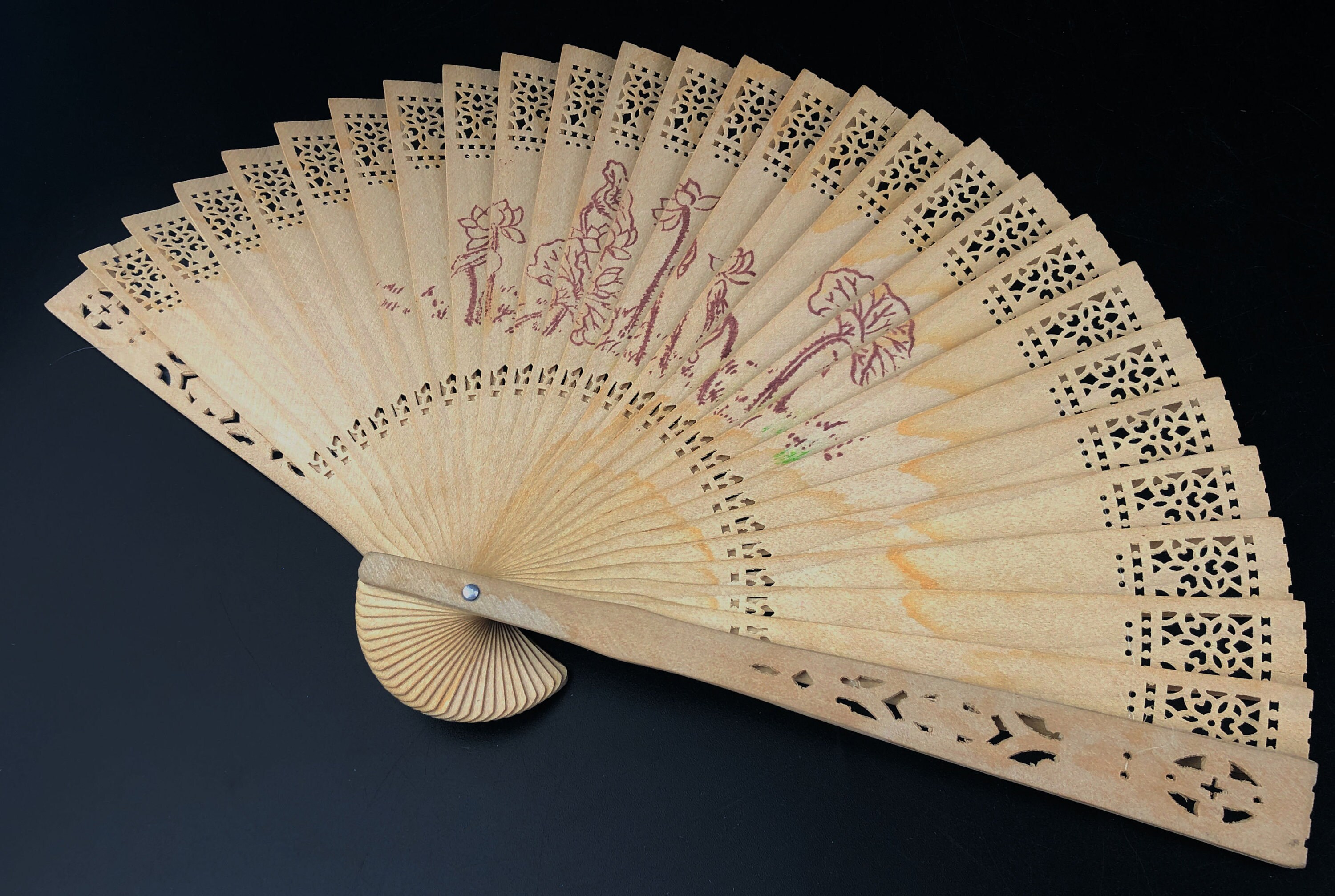 Vintage Wood Fan, Soviet Fan, Openwork Fan, Russia Souvenir, USSR ...