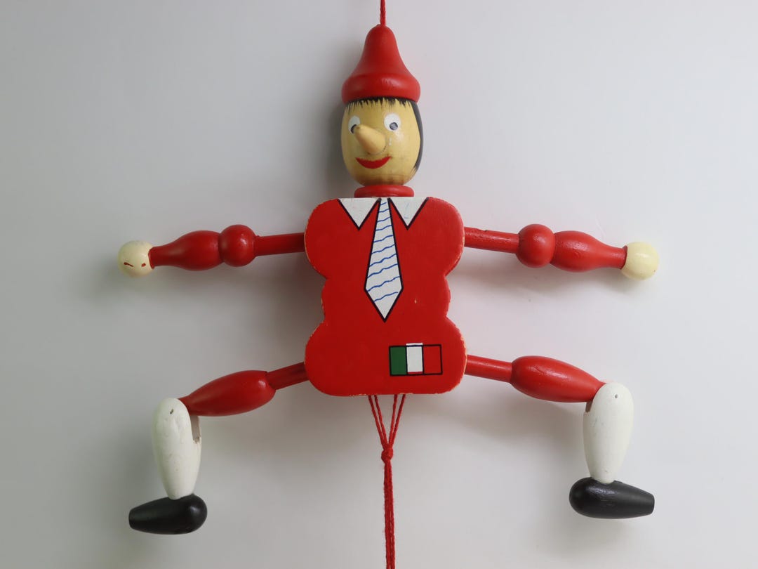 Vintage Hanging Pinocchio Toy, Hinged Toy, Jumping Pinocchio, Jumping ...