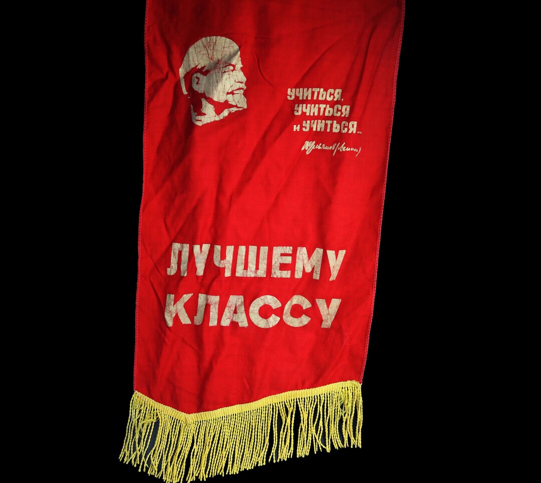 Vintage Lenin Pennant, Soviet Communist Pendant, Lenin Wall Pennon ...