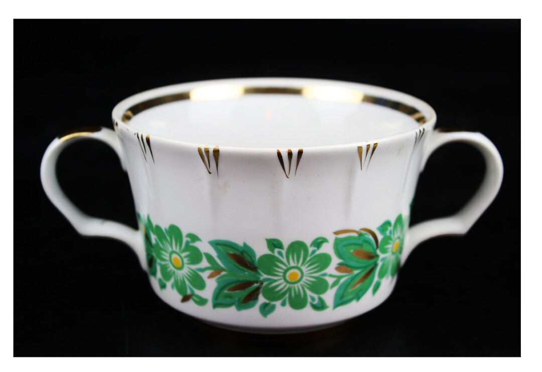 Vintage Porcelain Soup Cup, Soviet Soup Bowl, Two Handled Soup Bowl ...