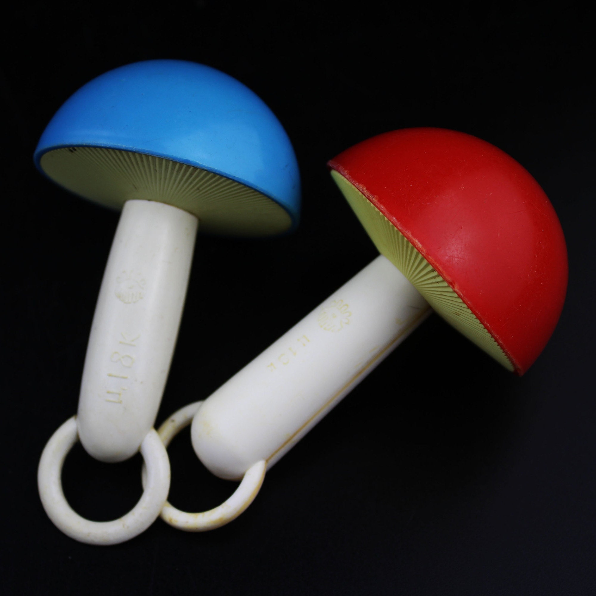 Two Vintage Celluloid Baby Rattle Mushrooms Soviet Mushroom - Etsy