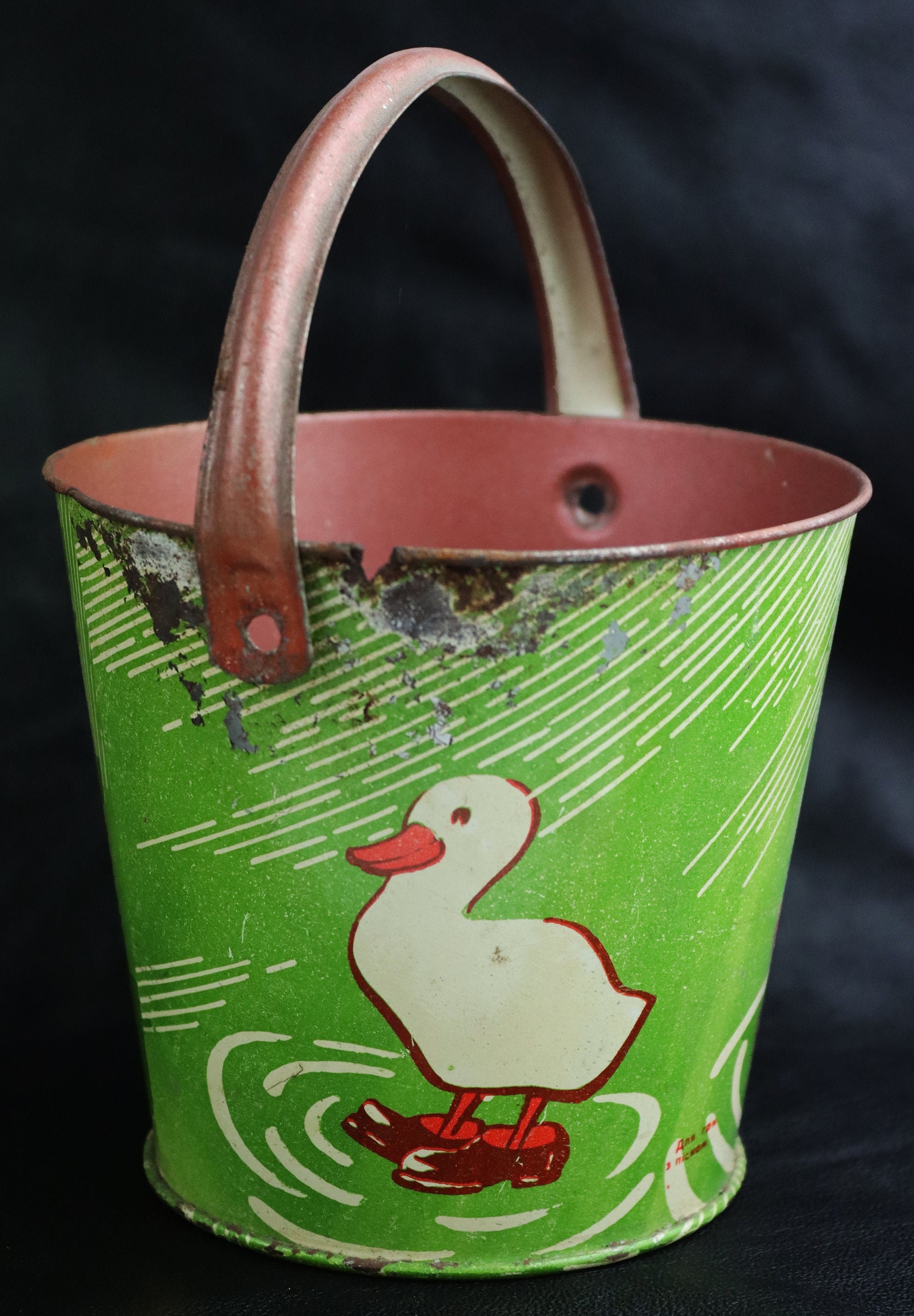 Vintage Tin Bucket, Watering Can Duck, Soviet Garden Decor, Kids Device ...