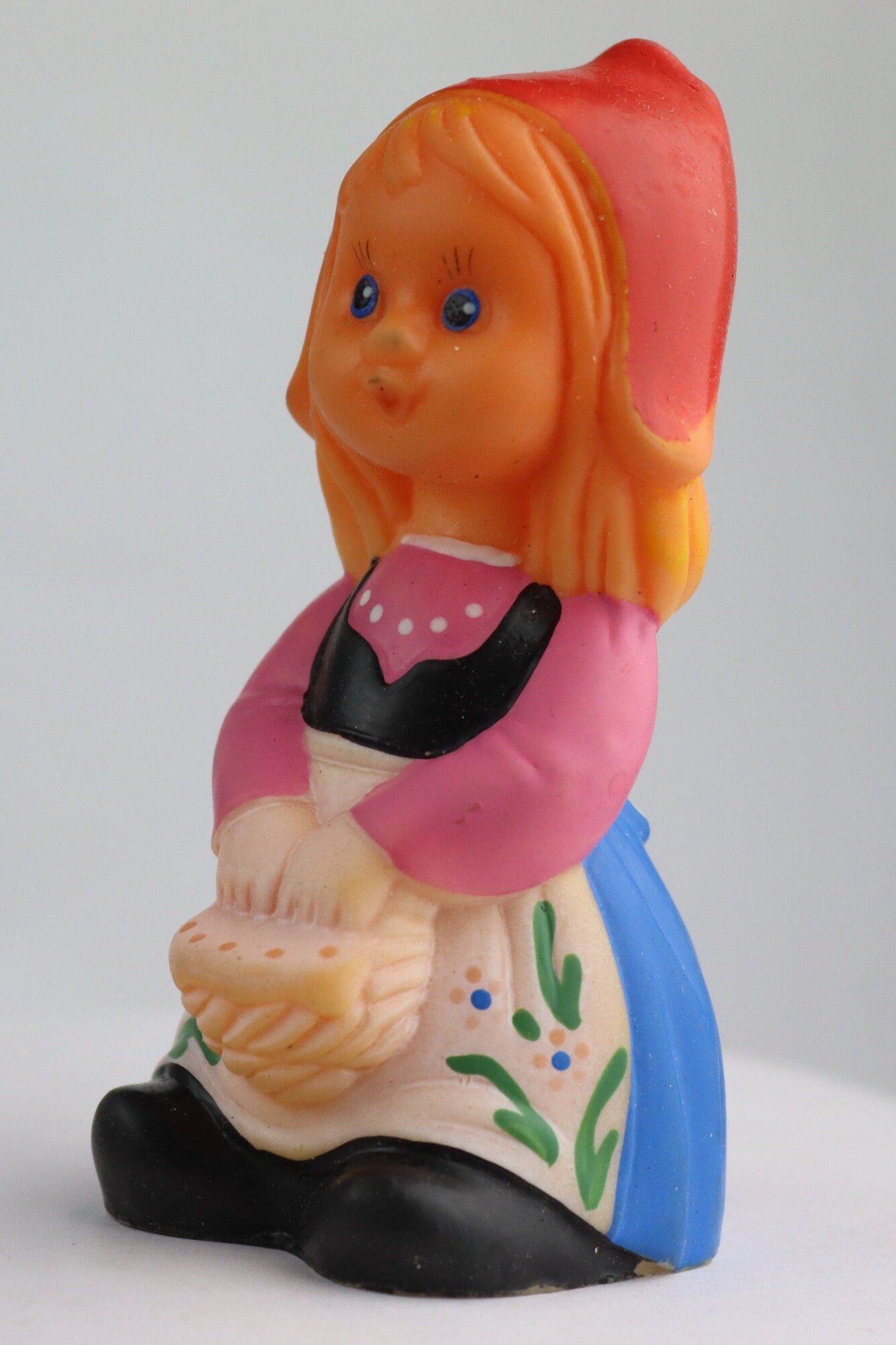Vintage Rubber Little Red Riding Hood, Russia Rubber Doll, Soviet Red ...