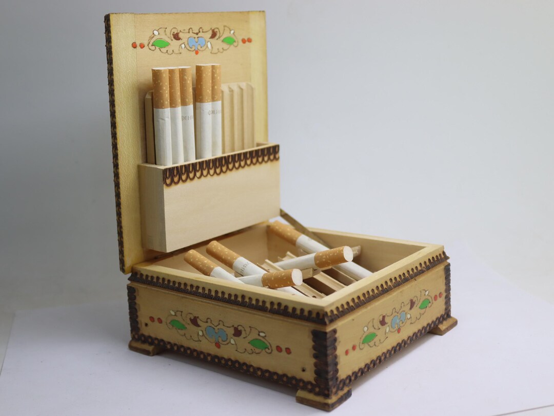 Vintage Wooden Cigarette Box Bulgaria, Bulgarian Cigarette Holder, Desk ...
