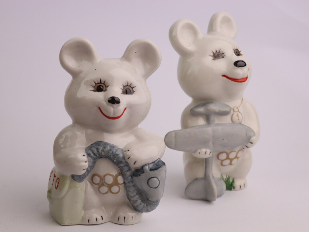 Vintage Porcelain White Olympic Bear by Ukrainian Korosten, Soviet ...