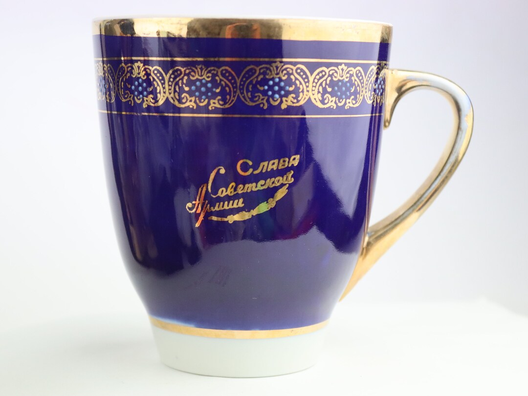 500ml Large Vintage Cobalt Tea Mug Glory of the Soviet Army, Big Soviet ...