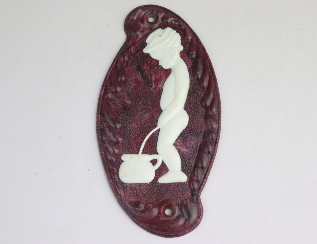 Vintage Restroom Sign, Pissing Boy, Soviet Wall Decor, Door Restrom ...