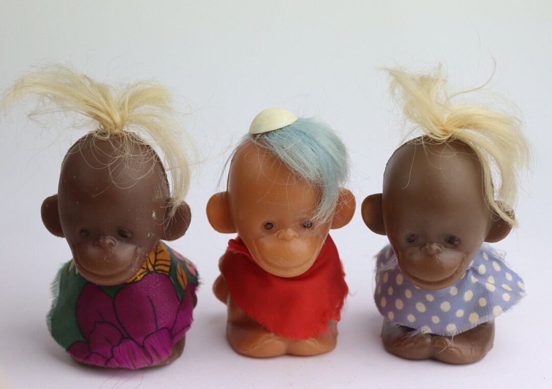 Three Vintage Plastic Monkeys Toys, Monkey Vintage Plastic Marmoset ...