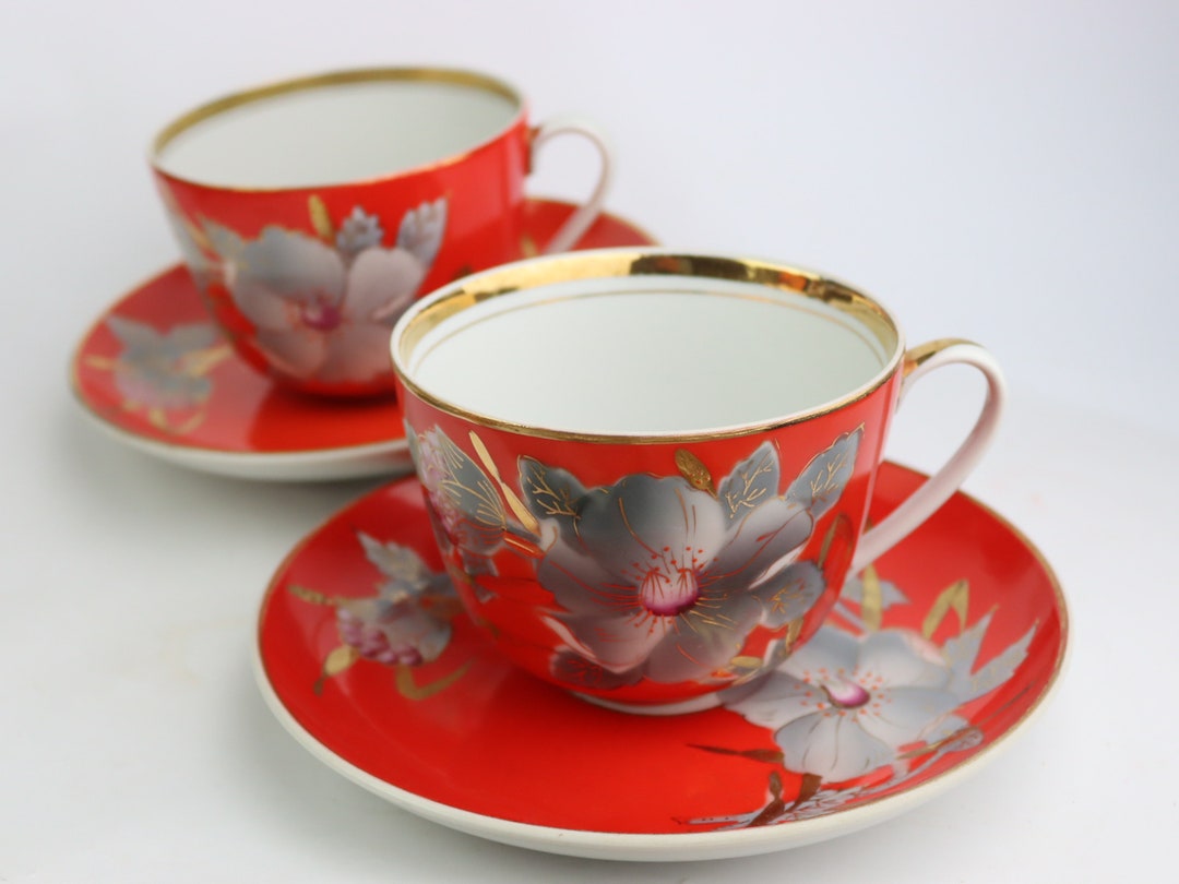 500ml Vintage Porcelain Tea Cup Malva, Large Soviet Mug Hand Painted ...