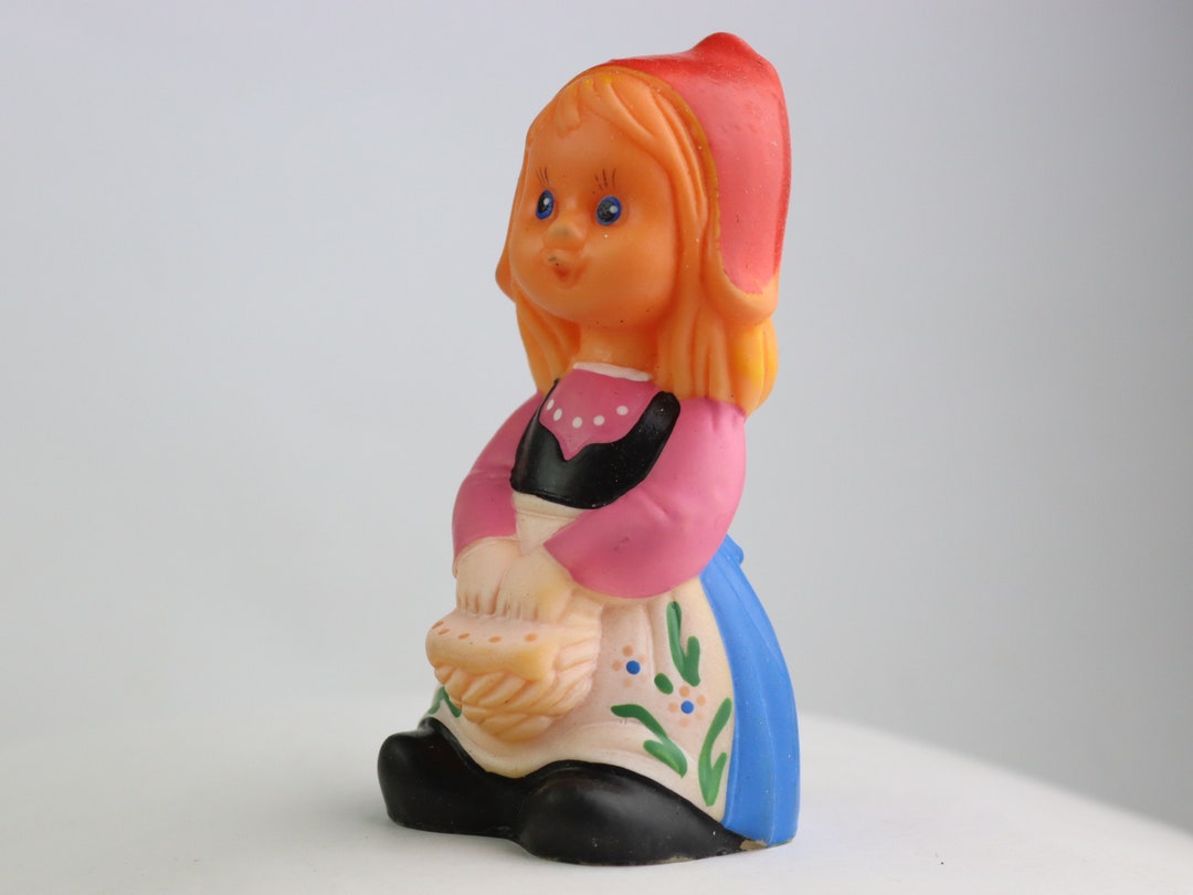 Vintage Rubber Little Red Riding Hood, Russia Rubber Doll, Soviet Red ...