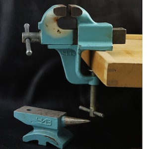 New Vintage Miniature Anvil and Vise, Soviet Anvil, Small Anvil ...