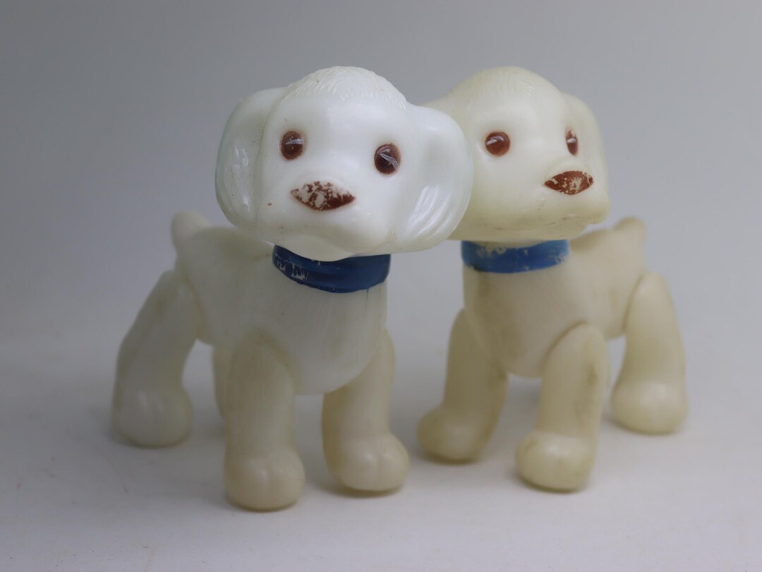 Two Vintage Plastic Toys Dogs, Puppy Pet Dog, Soviet Made in Ussr Toy ...
