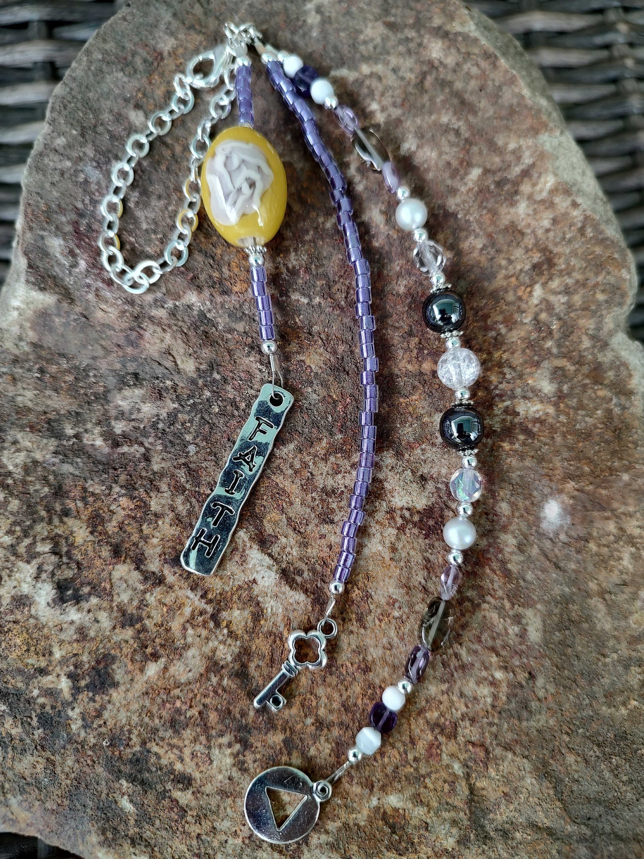 Faith AA Rear View Mirror Dangle, Car Accessories, Beaded Rear View ...