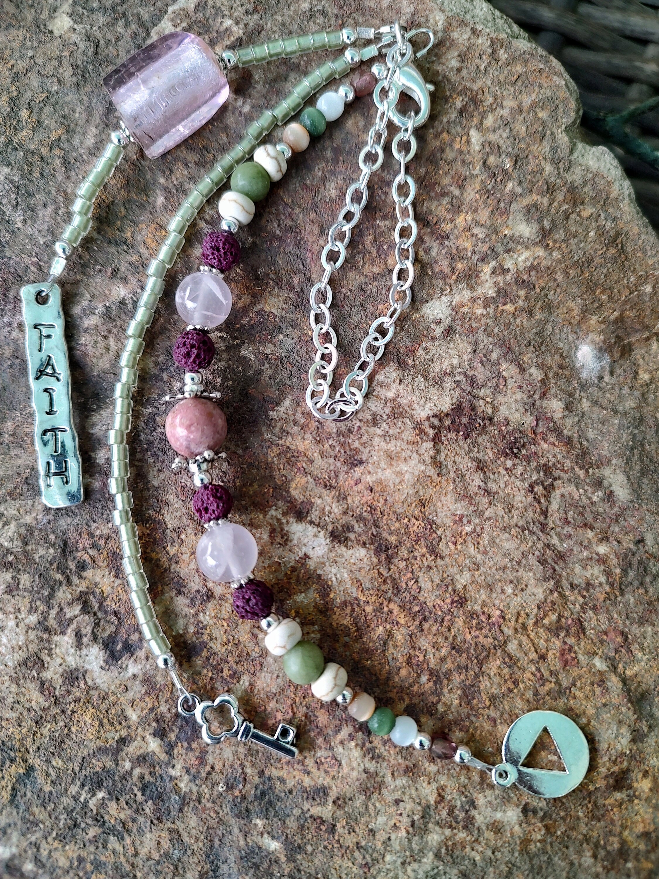 Faith AA Rear View Mirror Dangle, Car Accessories, Beaded Rear View ...