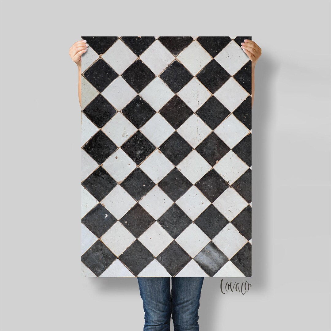 Black and White Vintage Tiles Backdrop for Photo, Shooting, Product ...