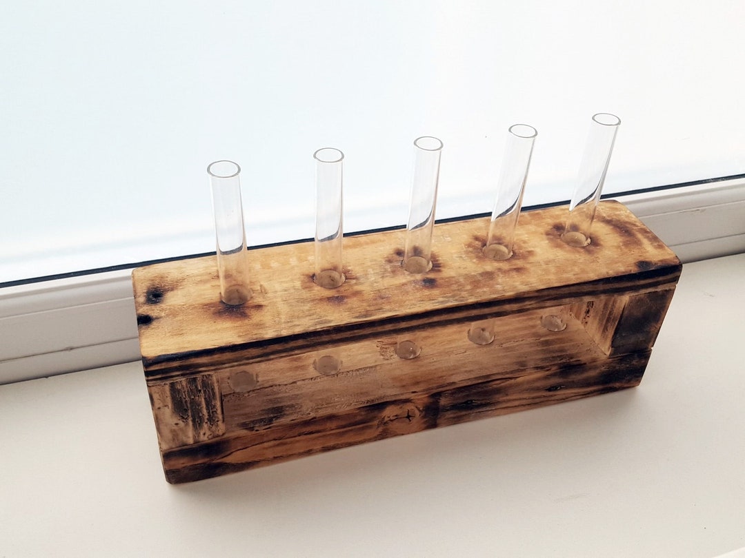 Test Tube Stem Vase Christmas Gift Rustic Wood Home Decor - Etsy