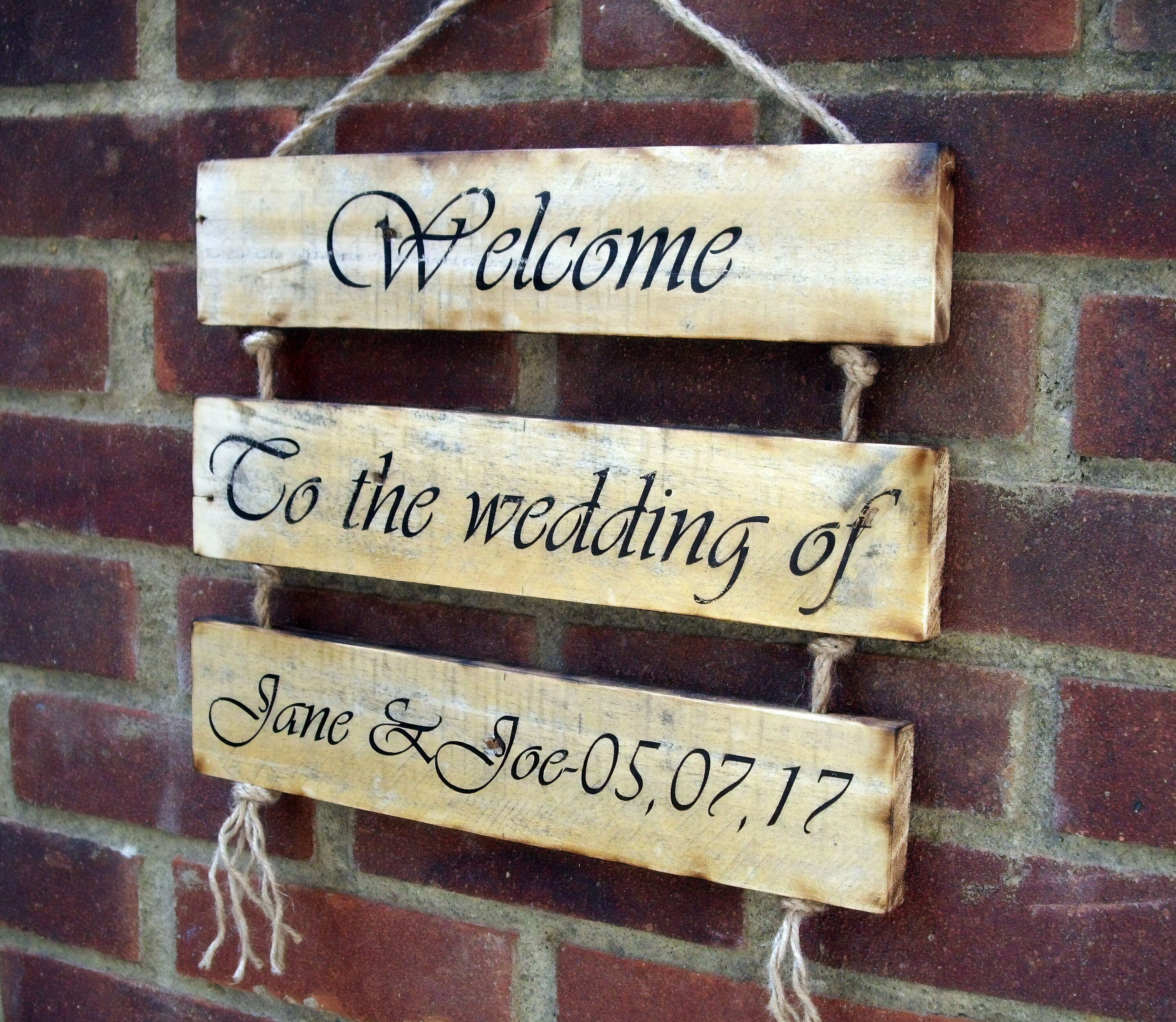 Wedding Sign, Burnt Edges Personalised Rustic Wooden Sign, Wedding Wood ...