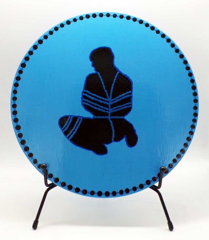 Silhouette Series Submissive in Blue Rope, BDSM, Hand-painted, Wall Art ...