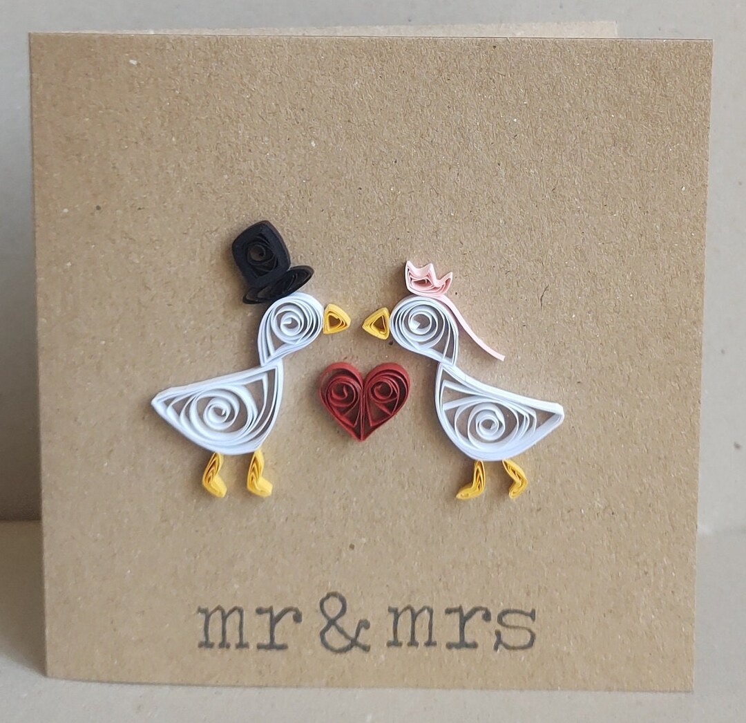 Unique Handmade Quilled Ducks Wedding Card Mr & Mrs Card - Etsy