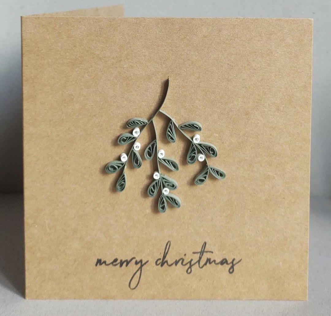 Unique Handmade Quilled Mistletoe Christmas Card for Partner - Etsy